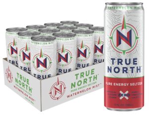 true north pure energy seltzer, watermelon mist, 12 fl oz (pack of 12)