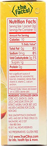 True Lemon Peach Lemonade Drink Mix, 0.106 Ounce - 10 per pack -- 12 packs per case.