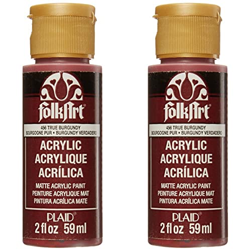 FolkArt Acrylic Paint in Assorted Colors (2 oz), 456, TRUE Burgundy (Pack of 2)