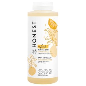 the honest company foaming bubble bath , gentle for baby , naturally derived, tear-free, hypoallergenic , citrus vanilla refresh, 12 fl oz