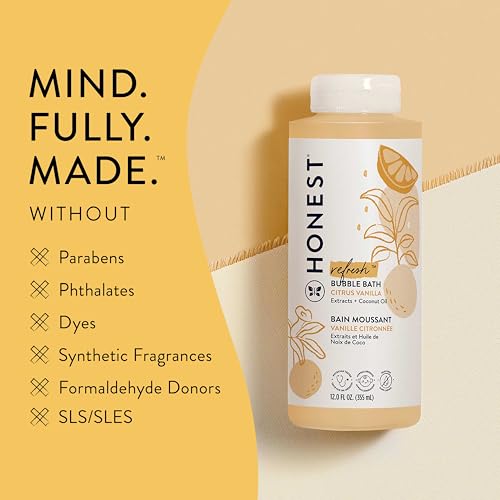 The Honest Company Foaming Bubble Bath , Gentle for Baby , Naturally Derived, Tear-free, Hypoallergenic , Citrus Vanilla Refresh, 12 fl oz