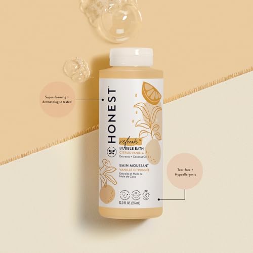 The Honest Company Foaming Bubble Bath , Gentle for Baby , Naturally Derived, Tear-free, Hypoallergenic , Citrus Vanilla Refresh, 12 fl oz