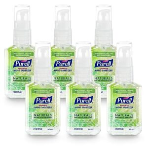 purell advanced hand sanitizer naturals with plant based alcohol, citrus scent, 2 fl oz travel size pump bottle (pack of 6), 9623-04-ec