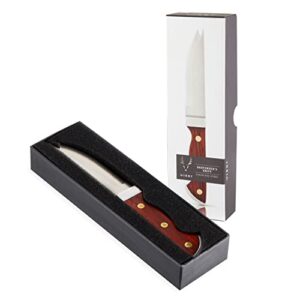 viski bartender knife, 7 inch knife, acacia wood handle, double tipped stainless steel blade, bar knife, riveted base, set of 1