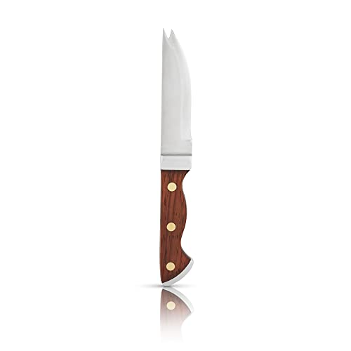 Viski Bartender Knife, 7 Inch Knife, Acacia Wood Handle, Double Tipped Stainless Steel Blade, Bar Knife, Riveted Base, Set of 1