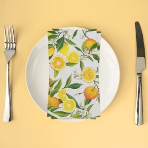 100pcs Lemon Guest Napkins 3 Ply Disposable Paper Yellow Citrus Fruit Lemons Dinner Hand Napkin for Bathroom Powder Room Lime Floral Tropical Summer Spring Party Decorative Towels (Lemon)