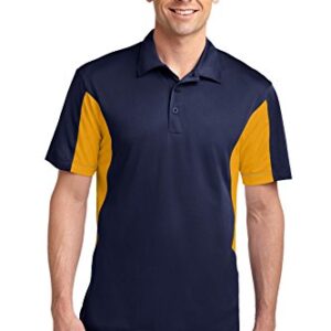 SPORT-TEK Men's Side Blocked Micropique Sport Wick Polo 3XL True Navy/Gold