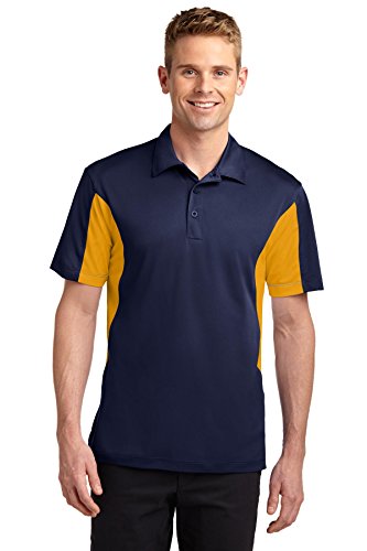 SPORT-TEK Men's Side Blocked Micropique Sport Wick Polo 3XL True Navy/Gold