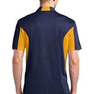 SPORT-TEK Men's Side Blocked Micropique Sport Wick Polo 3XL True Navy/Gold