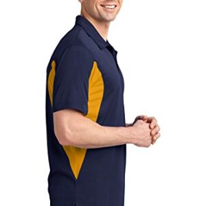 SPORT-TEK Men's Side Blocked Micropique Sport Wick Polo 3XL True Navy/Gold