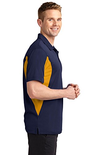 SPORT-TEK Men's Side Blocked Micropique Sport Wick Polo 3XL True Navy/Gold