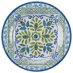 Melamine 12 Piece Dinnerware Set (Blue & Green) - Suitable Indoors and Outdoors