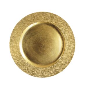 charge it by jay scallop set of 4 charger large decorative melamine service plate for home & professional fine dining-for upscale catering events, dinner parties, 13", gold/sand