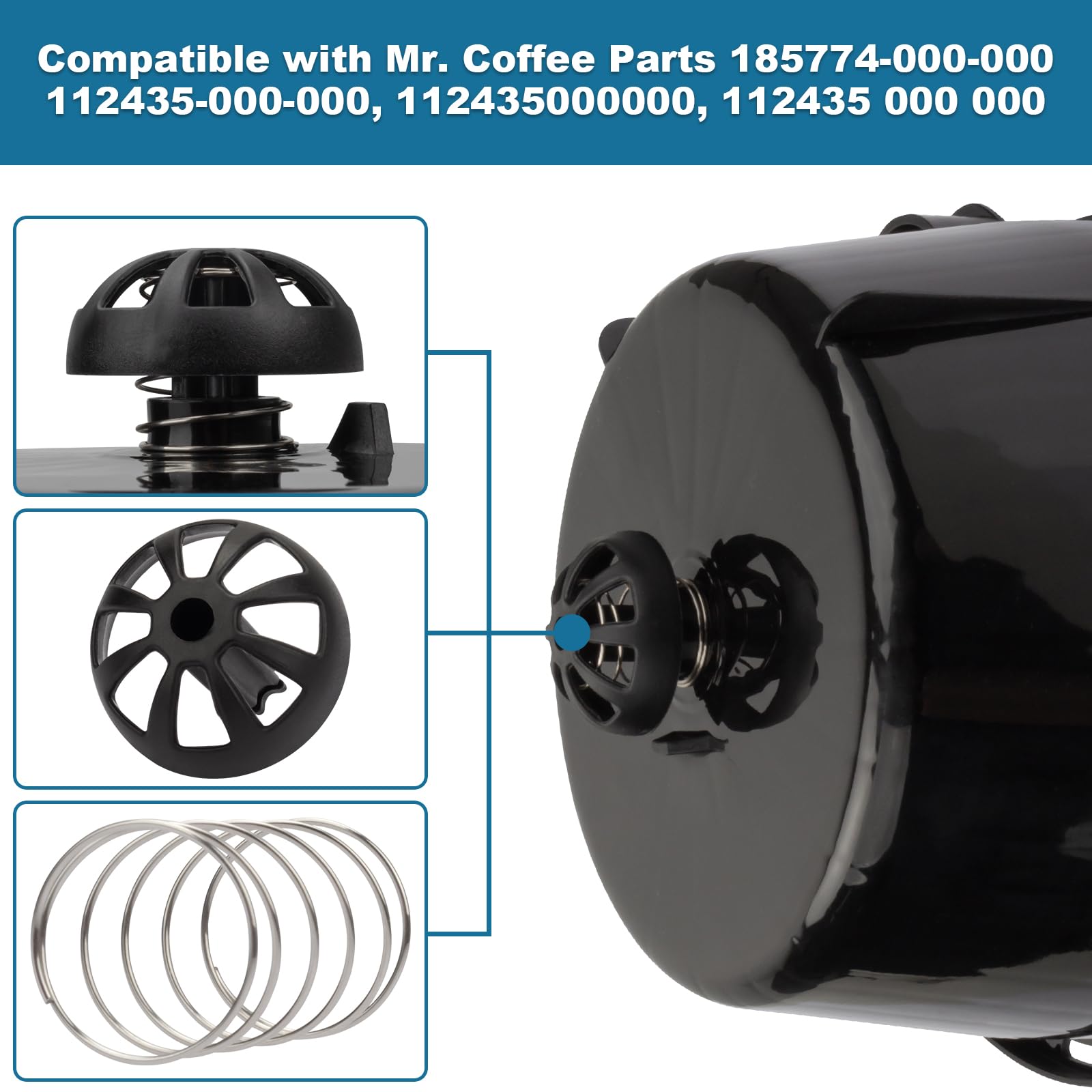 Showingo Coffee Machine Brew Basket Bottom Spring Loaded Stopper Kits(1 pack) ，Compatible with Mr. Coffee Parts 185774-000-000,112435-000-000, 112435000000, 112435 000 000