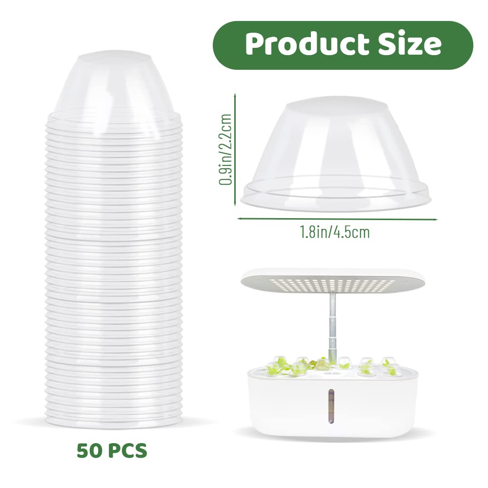 50Pcs Grow Domes 4cm/1.57in Inner Diameter, Transparent Replacement Pod Grow Domes Cap, Humidity Domes Cover Lid, Domes Cap for Grow Basket, Greenhouse, Hydroponic Growing (50)