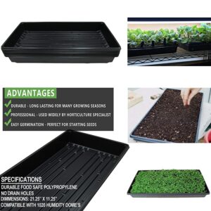 Yield Lab 10 x 20 Inch Black Plastic Propagation Tray – Hydroponic, Aeroponic, Horticulture Growing Equipment (5, Dome and Tray)