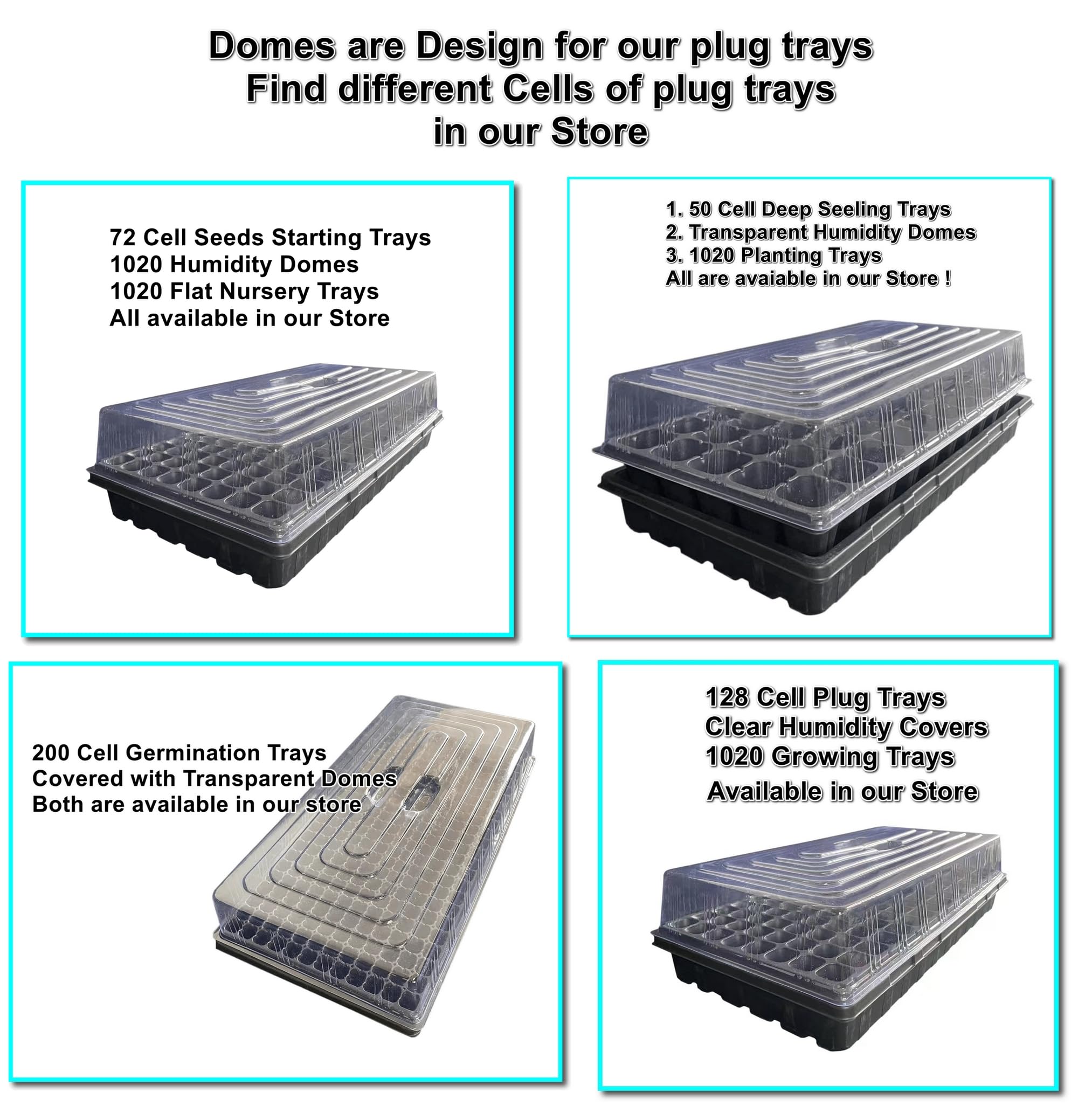 RooTrimmer Humidity Dome, Plastic Clear Seed Starter Dome 1020 Tray Covers Humidifying and Insulating for Greenhouse Germination and Garden Growing (21.5"×11.5", 3.15" Height, 10-Pack)