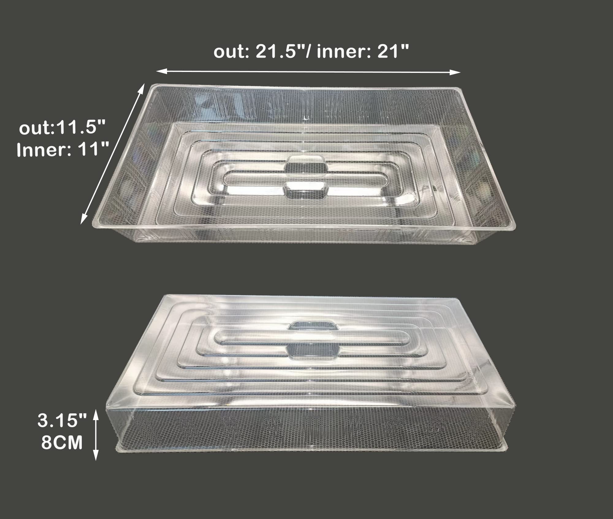 RooTrimmer Humidity Dome, Plastic Clear Seed Starter Dome 1020 Tray Covers Humidifying and Insulating for Greenhouse Germination and Garden Growing (21.5"×11.5", 3.15" Height, 10-Pack)