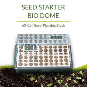 Park Seed Bio Dome Seed Starter Kit with 60 Cell Planting Block, Base Tray, Humidity Dome & 60 Bio Sponges