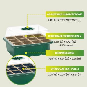 LightlyBloom LED Grow Lights Seed Starter Kit - Complete Indoor Seed Germination Kit | Dual Head Grow Lights, Degradable Seed Starting Trays, Humidity Bio Dome Container, Charcoal Peat Pellets & Tools