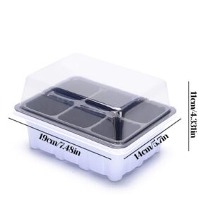 Lopunny 1/2/5 Packs Seed Starter Tray, 6/12 Cells Total Tray, Reusable Seed Starting Kit with Humidity Dome and Base Plant Starter Seed Propagation Set Mini Greenhouse Germination Kit