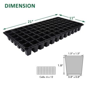 AIFUSI 10 Pack Seed Starter Kit, 72 Cell Seedling Trays Gardening Germination Plastic Tray Nursery Pots Mini Propagator Plant Grow Kit Plug Tray Starting Trays for Seedling Germination