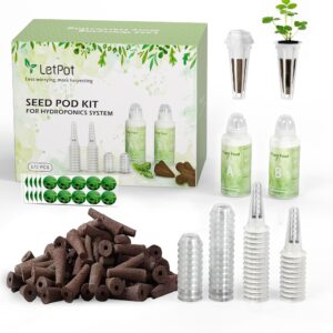 letpot 172 pcs seed pod kits, hydroponics growing sponges, grow anything kit pod for hydroponic with 60 sponges, 2 nutrients, 25 baskets, 60 stickers, 25 germination domes