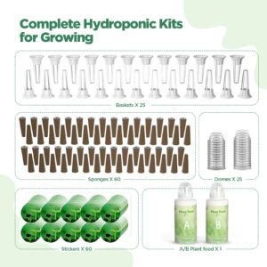 LetPot 172 Pcs Seed Pod Kits, Hydroponics Growing Sponges, Grow Anything Kit Pod for Hydroponic with 60 Sponges, 2 Nutrients, 25 Baskets, 60 Stickers, 25 Germination Domes