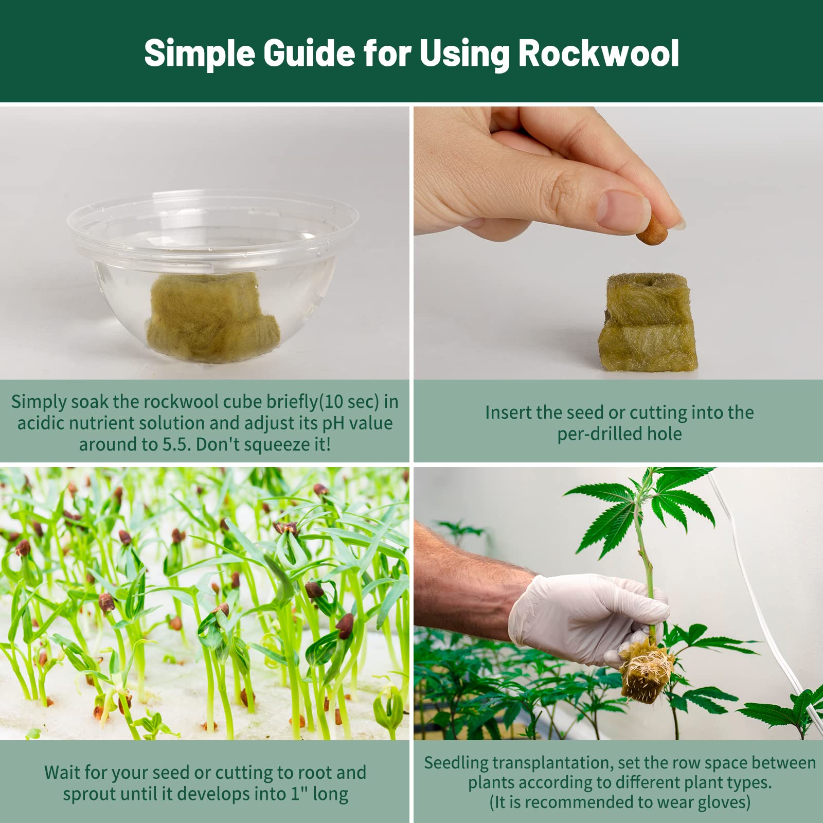 Jowlawn 1.5" Rockwool Cubes for Hydroponics - 2 Sheets Rockwool Grow Cubes for Rooting, Cuttings, Clone Plants, Starting Seeds, Ideal Rockwool for Hydroponic Growing (98 Plugs in Total)