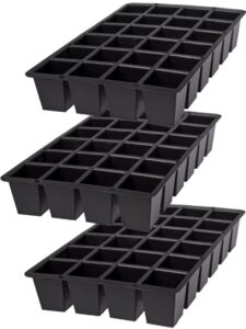 gardener's supply company | growease 24-cell replacement trays | seed starting tray for indoor greenhouse gardening | made from 100% recycled plastic (set of 3)