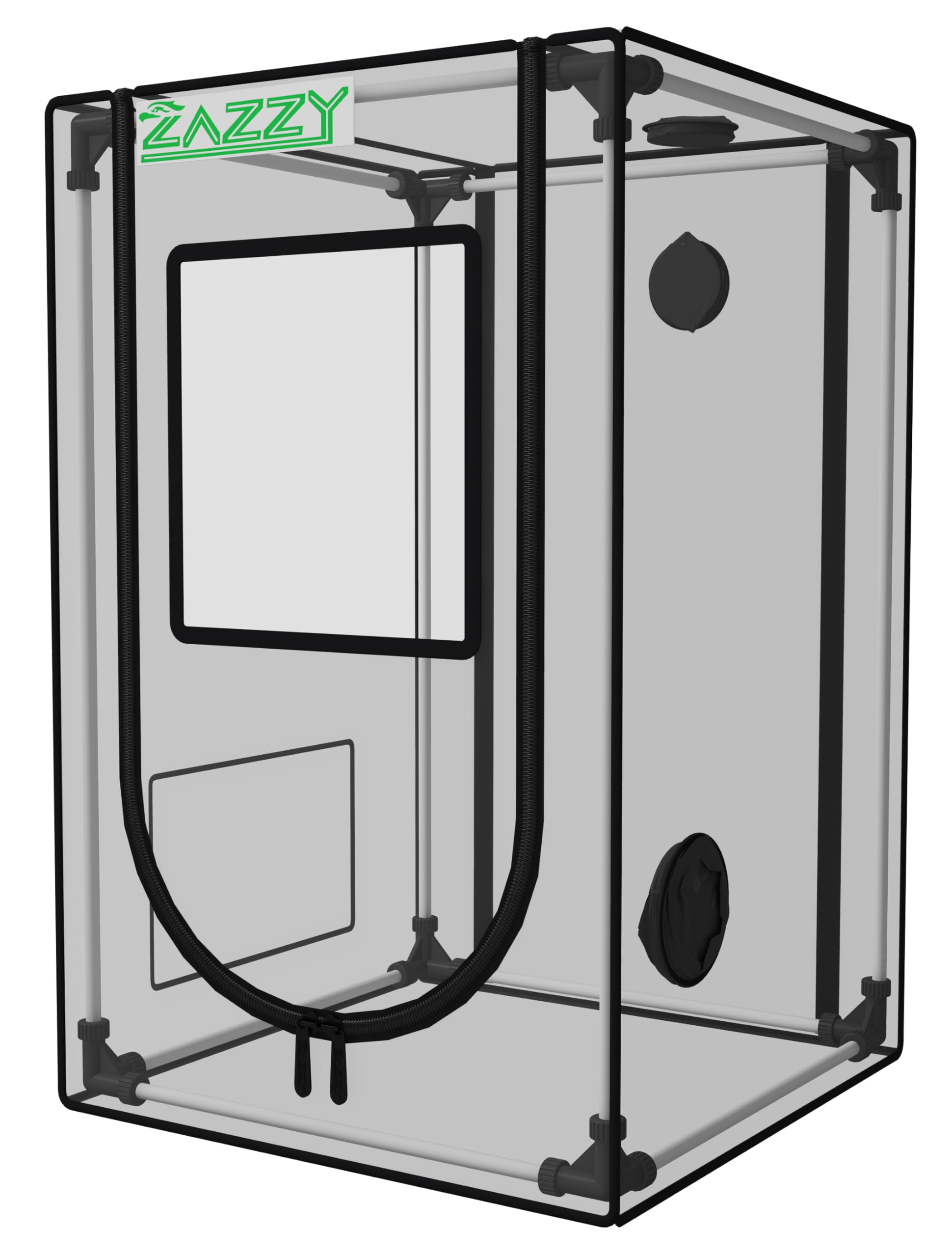 Zazzy Grow Tent, 24"x24"x36" Hydroponic Mylar Grow Tent Reflective Garden Growing Dark Room with Observation Window, Removable Floor Tray and Tool Bag for Indoor Plant Growing 2'x2'