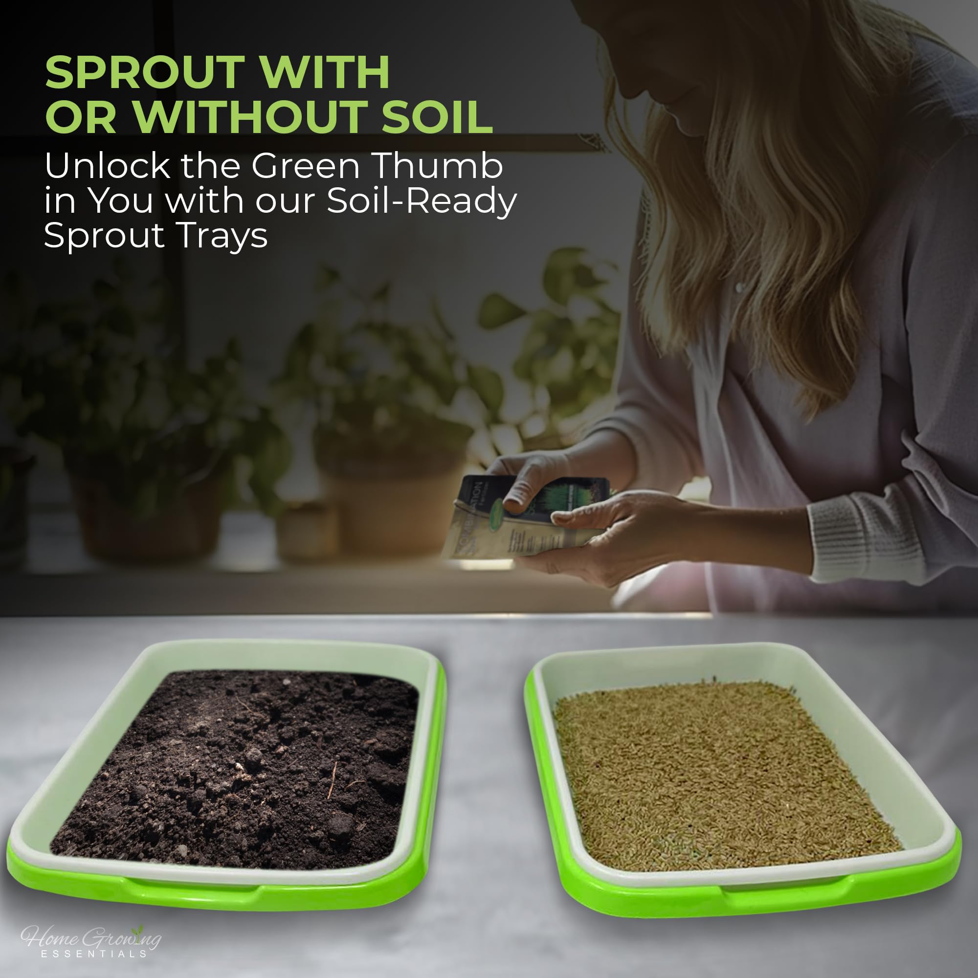 HomeGrowing Essentials Sprouting Tray with 40g Mung Bean Seeds, Sprouting Kit, BPA-Free Sprouting Trays for Sprouts and Microgreens, Wheatgrass or Cat Grass, Broccoli and Bean Sprouts Growing Kit