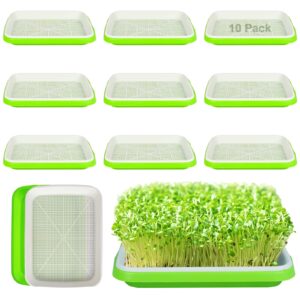 sdldeer seed sprouting tray, 10 packs microgreens growing trays big capacity sprouts growing kit soil-free sprouter tray for sprouting seeds, beans, wheatgrass (without lids)