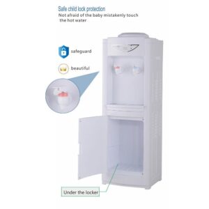 Top Loading Water Cooler Dispenser, Hot & Cold Water Cooler Dispenser with Child Safety Lock & Storage Cabinet for Homes, Kitchens, Offices, Dorms Use, Holds 3 or 5 Gallon Bottles, White