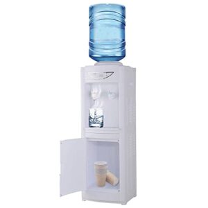 hot & cold top loading water dispenser,5 gallons water coolers with child safety lock removable drip tray & storage cabinet,water cooler dispenser for home,office(white)