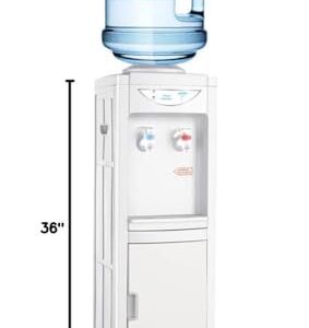 Water Cooler Dispenser 5 Gallon, Water Dispenser Hot & Cold Top-Loading Water Cooler for 5 Gallon Bottle with Child Safety Lock Removable Drip Tray & Storage Cabinet for Home Office