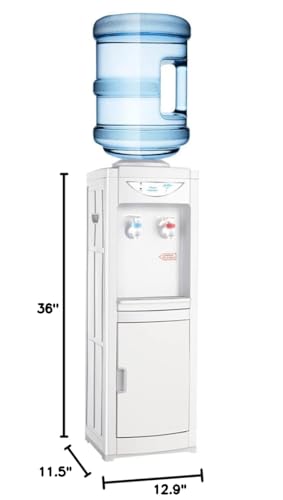 Water Cooler Dispenser 5 Gallon, Water Dispenser Hot & Cold Top-Loading Water Cooler for 5 Gallon Bottle with Child Safety Lock Removable Drip Tray & Storage Cabinet for Home Office