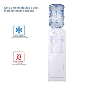 Water Cooler Dispenser 5 Gallon, Water Dispenser Hot & Cold Top-Loading Water Cooler for 5 Gallon Bottle with Child Safety Lock Removable Drip Tray & Storage Cabinet for Home Office