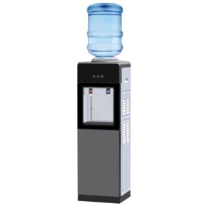 top loading water cooler water dispenser - stainless steel hot & cold water cooler dispenser, compressor cooling, 3 & 5 gallon water dispenser for home office school kitchen, gray