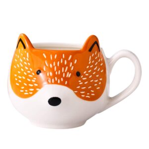 goldenplayer 3d fox mug stoneware coffee mug tea cup hand painted ceramic animal coffee cup mug, orange and white