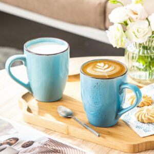 Snoopy Coffee Mugs, Ceramic, High-Capacity, Coffee Mug, Water Cup Set with Lid and Spoon, Gift for Festivals(Blue) (Pink)