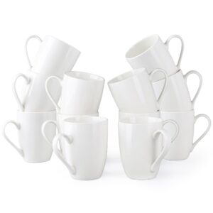 gbhome 12 oz off white coffee mugs, ceramic coffee mugs set with large handle for man,woman,dad,mom, light weight coffee mugs for latte/cappuccino/cocoa/milk, dishwasher &microwave safe,12pcs