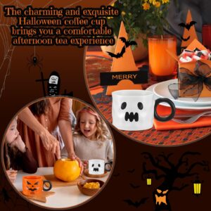 Zhehao 4 Pieces Halloween Mugs 15oz Mug Set Halloween Coffee Mugs with Handle Halloween Ceramic Matching Mugs for Home School Office Table Centerpieces Housewarming Holiday Party Gift (Cute Style)