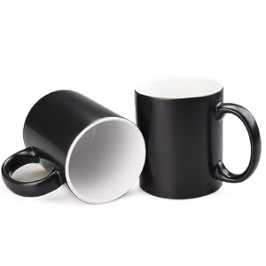 HOMEYES Black Novelty Coffee Mugs, 330 ML 11.2 OZ, Ceramic Cup (C, Black)