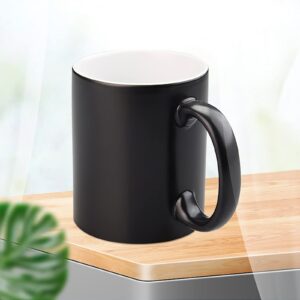 HOMEYES Black Novelty Coffee Mugs, 330 ML 11.2 OZ, Ceramic Cup (C, Black)