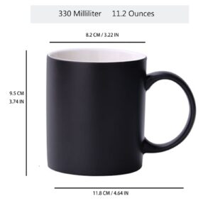 HOMEYES Black Novelty Coffee Mugs, 330 ML 11.2 OZ, Ceramic Cup (C, Black)