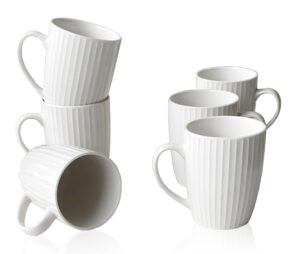 miware 11 ounce porcelain mugs, set of 6 coffee mugs for tea, milk, hot cocoa, white