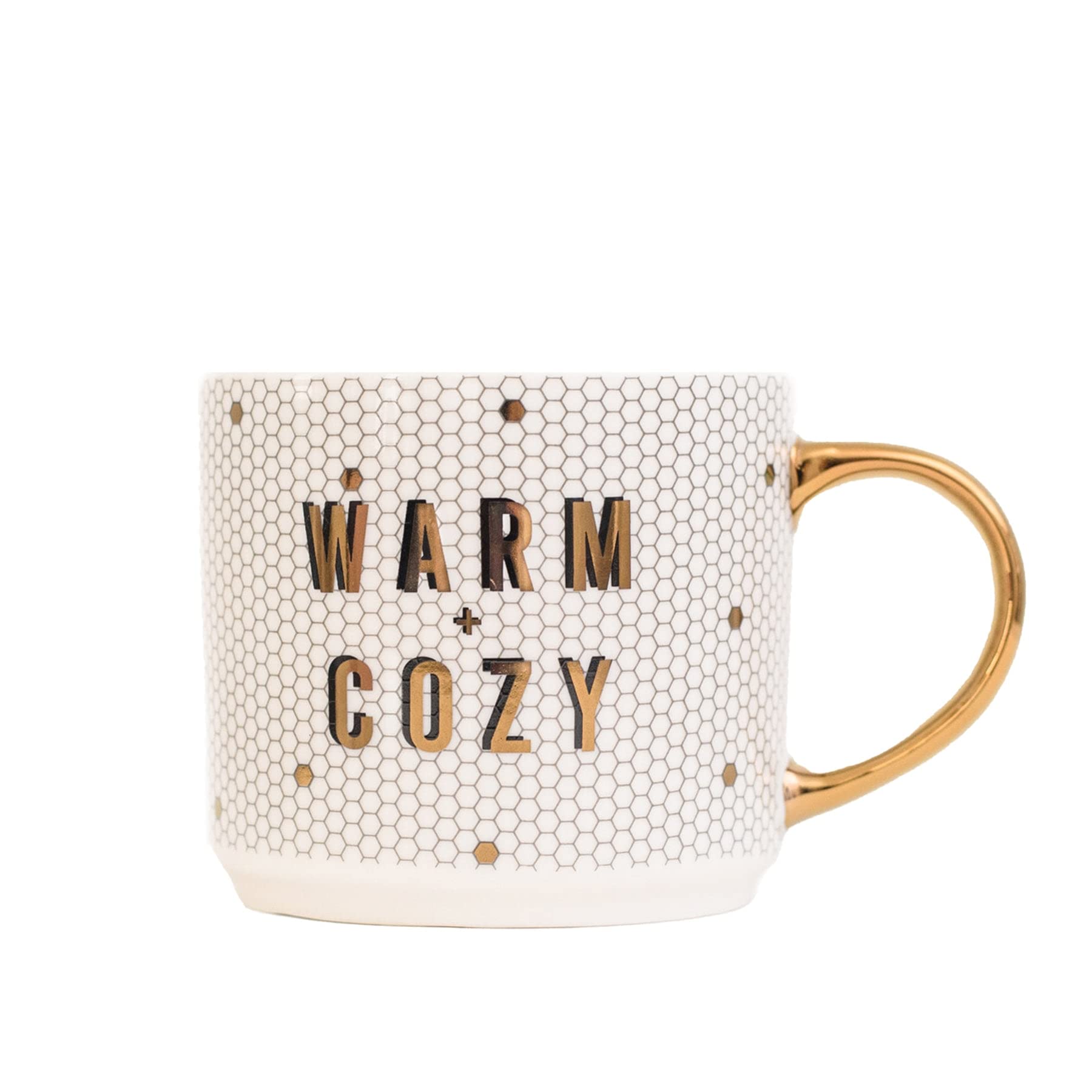 Sweet Water Decor Honeycomb Tile Coffee Mugs | Novelty Coffee Mug with Gold Handle | Microwave & Dishwasher Safe | 17oz Coffee Cup | Fall Gift (Warm and Cozy)