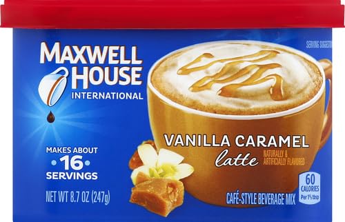 Maxwell House International Vanilla Caramel Latte Café-Style Instant Coffee Beverage Mix (8.7 oz Canister)