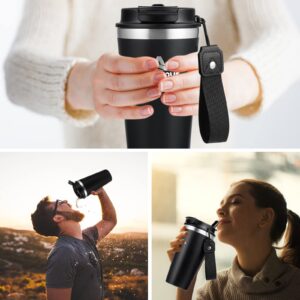 Aoitoque 16oz Tumbler with 2-in-1 Straw Lid, Insulated Leak Proof Double Walled Stainless Steel Coffee Travel Mug - Keeps Cold for 24 Hours or Hot for 10 Hours